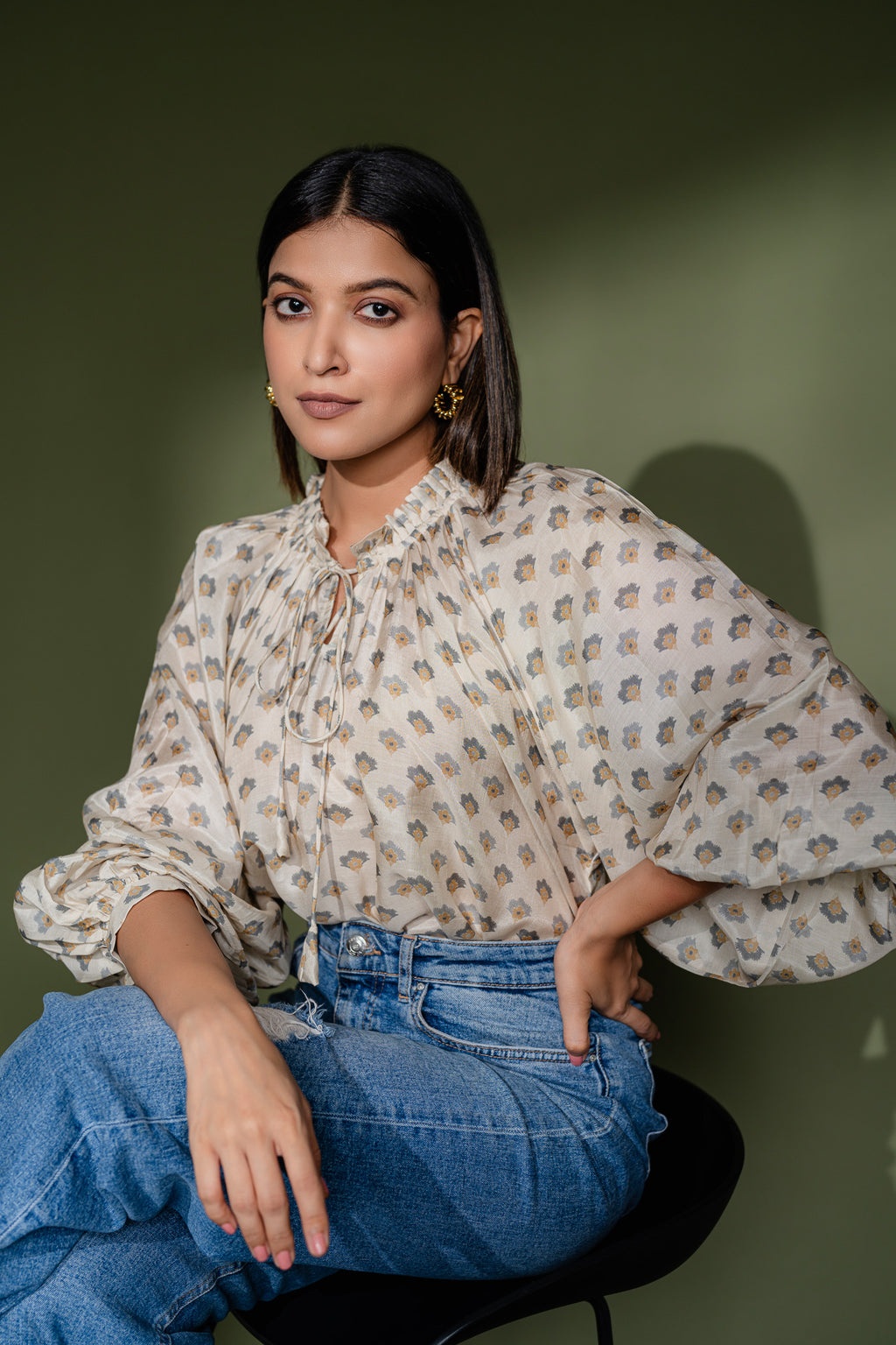 Frill-Trimmed Muslin Top – Subhrekha